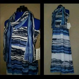 Vasna Desire | Dresses | Vasna Desire Scarf Blue Boho Stretch Dress ...